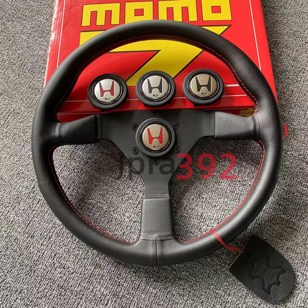 Momo v1 Honda พวงมาลัยหนังแข่งรถ 14 นิ้ว 340 มม. | Shopee Thailand