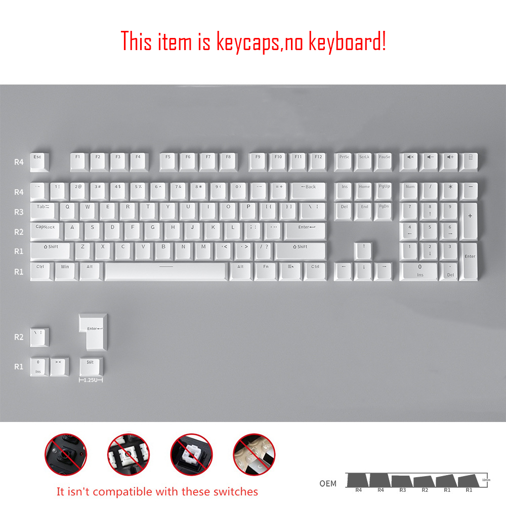คีย์แคป Keycaps OEM Profile 113 Keys Standard Doubleshot ABS Material ...