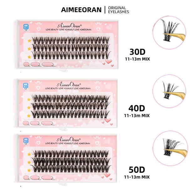 Aimeeoran ขนตาปลอม 60 คลัสเตอร์ D Curl 30D 40D 50D DIY คลัสเตอร์หนา (คลัสเตอร์ D-11~13 คละแบบ ...