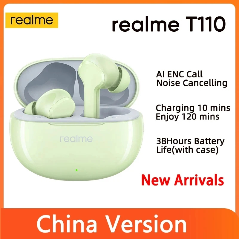 ใหม่ Realme Buds T110 TWS หูฟังบลูทูธ 5.4 AI ไร้สาย ความล่าช้าต่ํา ...