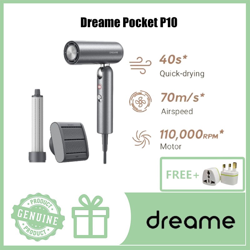 DREAME Pocket P10 Portable Folding Hair Care Negative Ion 1300W High ...