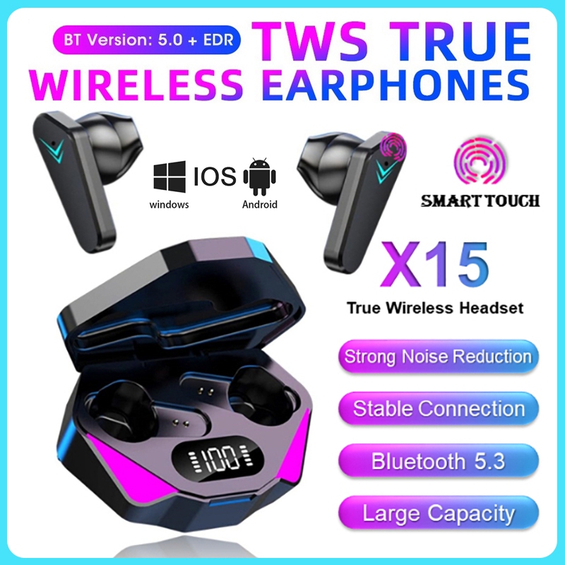 【จัดส่งรวดเร็ว】ใหม่ Tws X15 หูฟังบลูทูธไร้สาย จอแสดงผล LED ตัดเสียงรบ ...