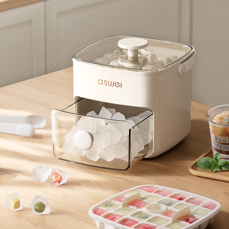ASWEI เครื่องทําน้ําแข็ง กล่องเก็บน้ําแข็ง 2-in-1 ภาชนะน้ําแข็ง กล่อง ...