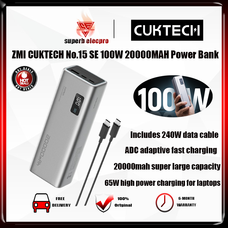 Zmi CUKTECH No.15 SE Power Bank PB200P แบตเตอรี ่ สํารอง 20000mAh 100W หน ้ าจอ 3 พอร ์ ต PPS PD ...