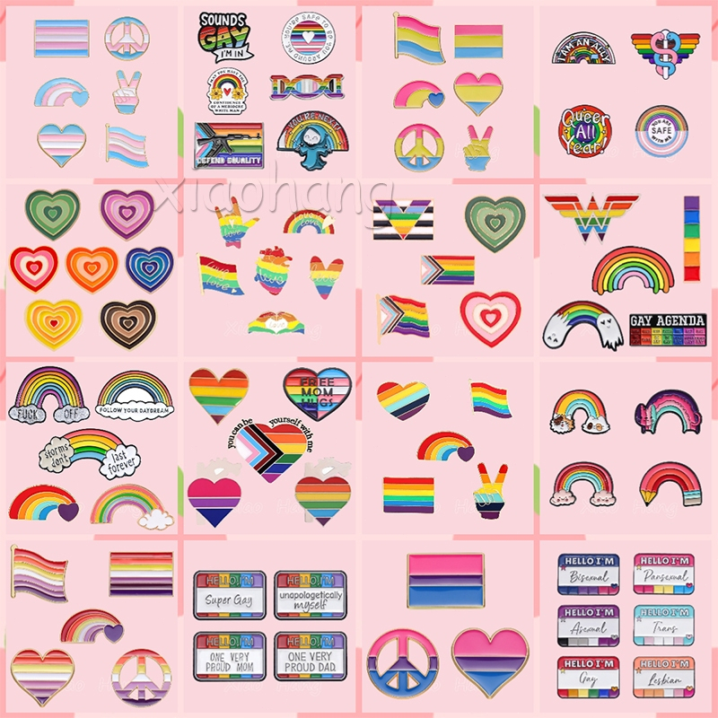 2-7pcs/set Love Rainbow Enamel Pins Bisexual Pride ชุดเข ็ มกลัด ...
