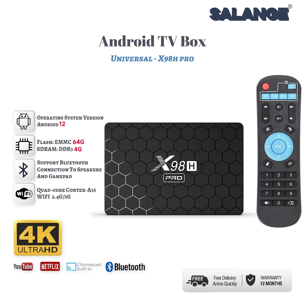 Salange 1000M X98H Proสมาร์ททีวีกล่องAndroid 12 Allwinner H618 Quad Core 4K 6K มีเดียเพลย์ dual ...