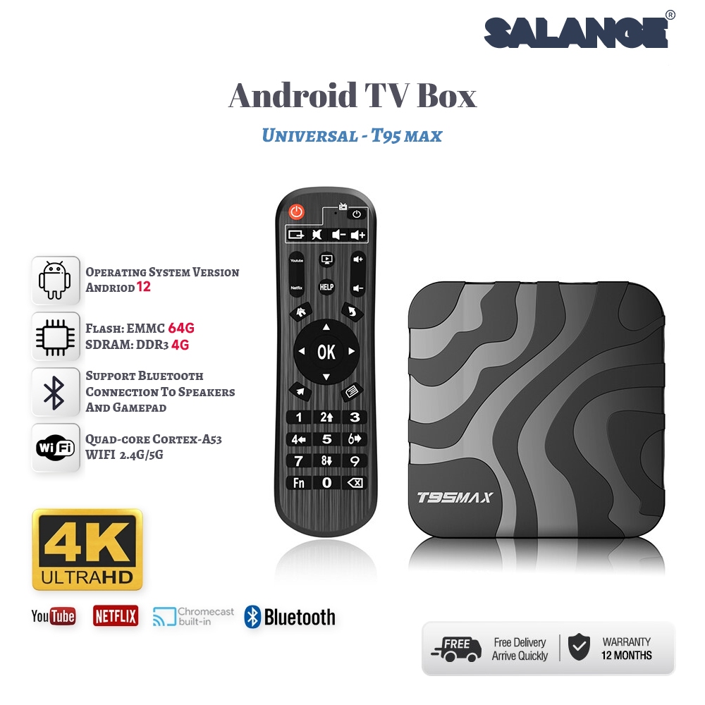 Salange T95 MAX ALLWINNER H618 กล่องสมาร์ททีวี Android 12.0 4GB 64GB ...