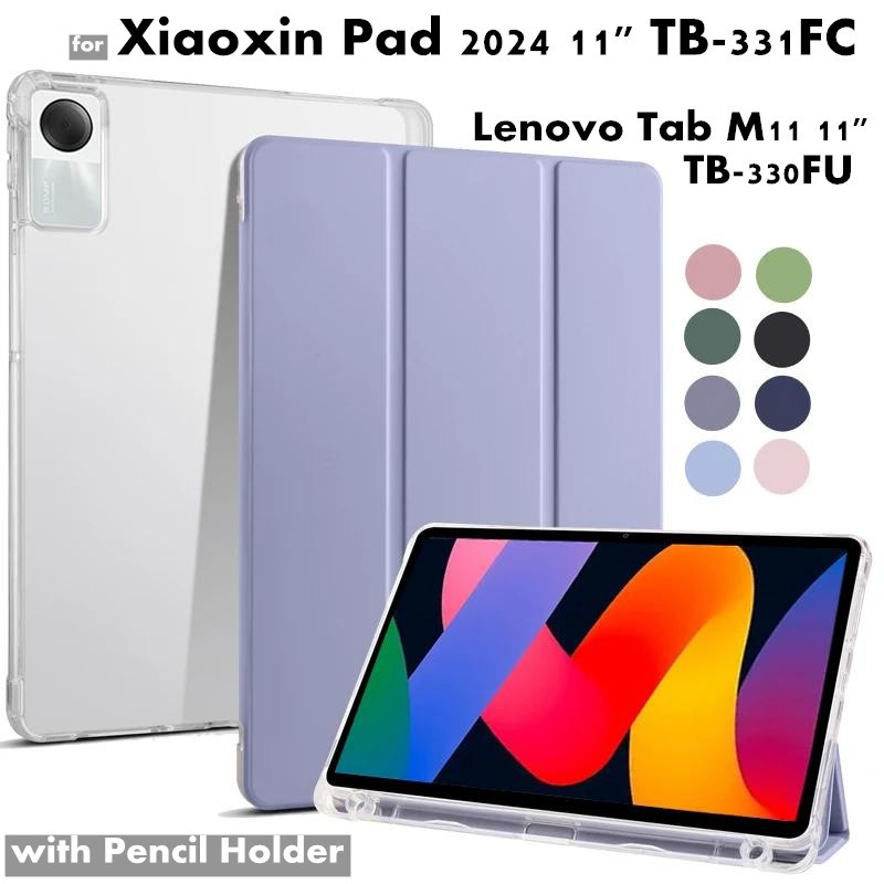 Lenovo Xiaoxin Pad Case TB-331FC 1 inch 2024 Case With Pen Holder Trifold PU Leather Soft Back ...