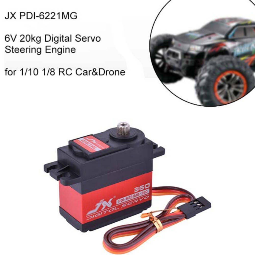 Jx PDI 6221MG 20KG 4.8V-6V แรงบิด 360° Digital Servo สําหรับ 1/10 1/8 RC รถเรือ JX PDI-6221MG ...