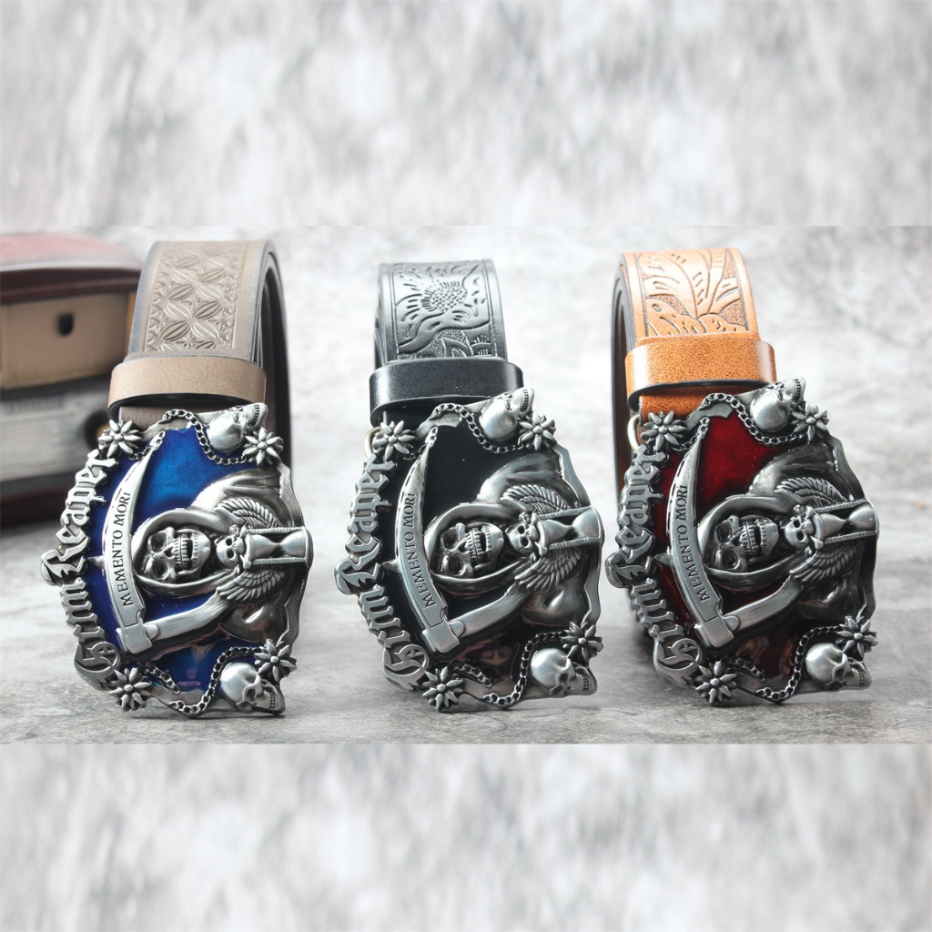 กว้าง 3.7 ซม. ผู้ชายและผู้หญิง Western Steed Head Denim สไตล์ Horsehead ...