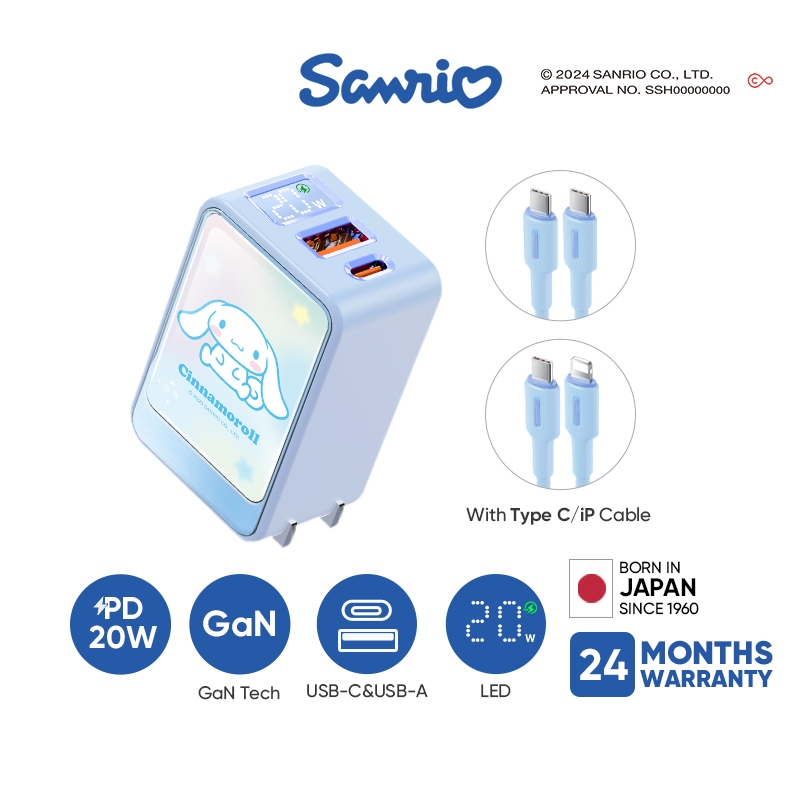 Sanrio Cinnamoroll Fast Charger ชาร์จเร็ว 20W GaN USB Type C PD3.0 LED ...