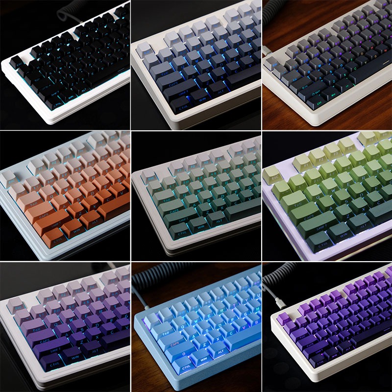 Gradient Light Side Transmission Keycaps PBT Double-shot Cherry Profile ...