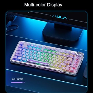 พร้อมส่ง Aula F98pro คีย์บอร์ดเมคคานิคอล RGB แบบใส สามโหมด เปลี่ยนสีได้ ...