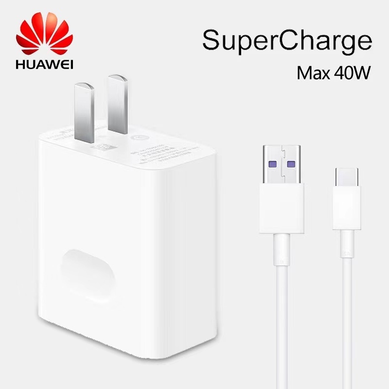 Huawei Charger 40W Super Fast Charger อะแดปเตอร์ประเภท C 5A สาย USB สําหรับ P20 Pro P30 P40 Mate ...