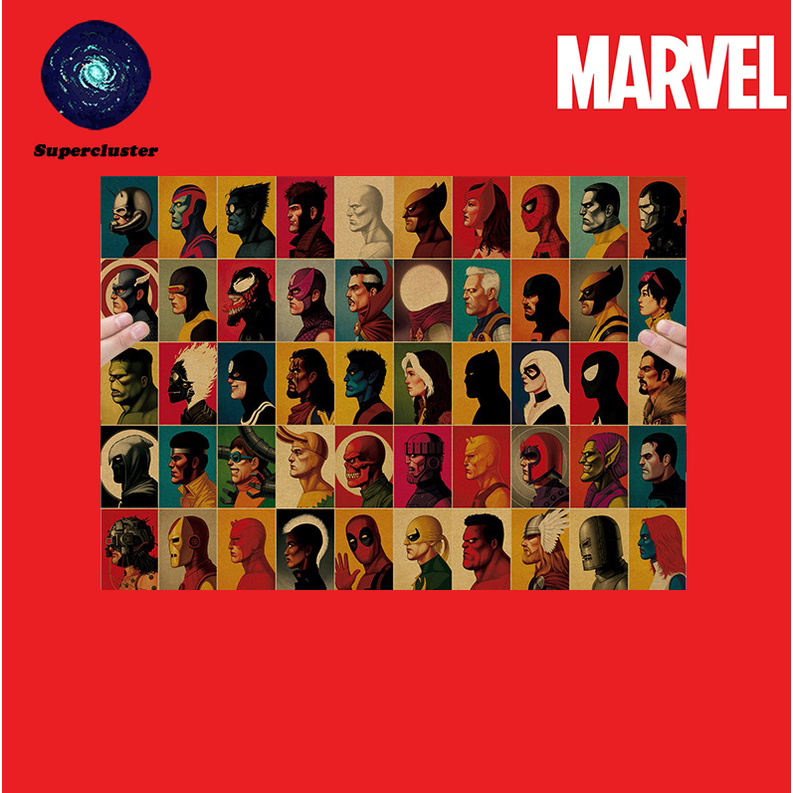 Marvel "Heros head icon โปสเตอร ์ อะนิเมะผ ้ าใบพิมพ ์ ผนังโปสเตอร ์ ...