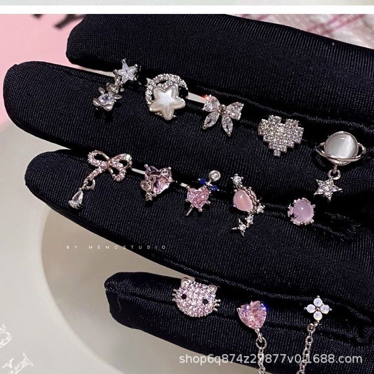 Jojo COCO ต่างหูสตั๊ด เงิน S925 ประดับเพทาย รูปหัวใจ สีชมพู สําหรับผู้หญิง | Shopee Thailand