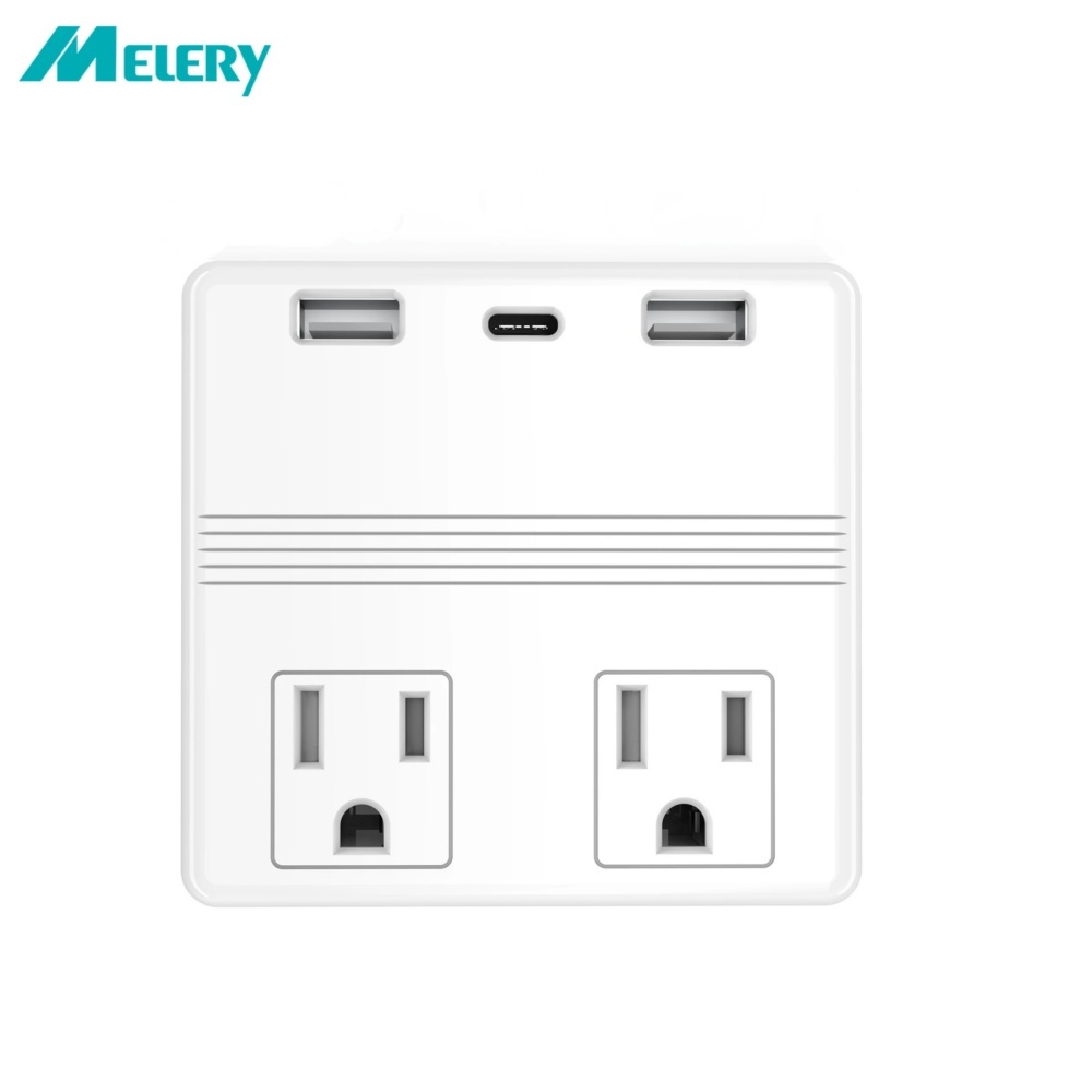 ปลั๊กไฟ US Wall Sockets 2 way Outlet Dual USB C Type-C Charger 4.8A ...