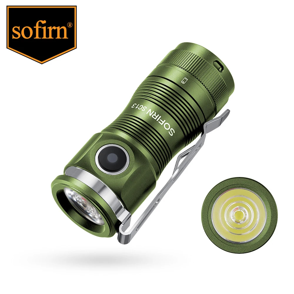 SOFIRN SC13 ใหม่สีเขียวพวงกุญแจไฟฉายชาร์จ USB C 1300 ลูเมนไฟฉาย LED ...