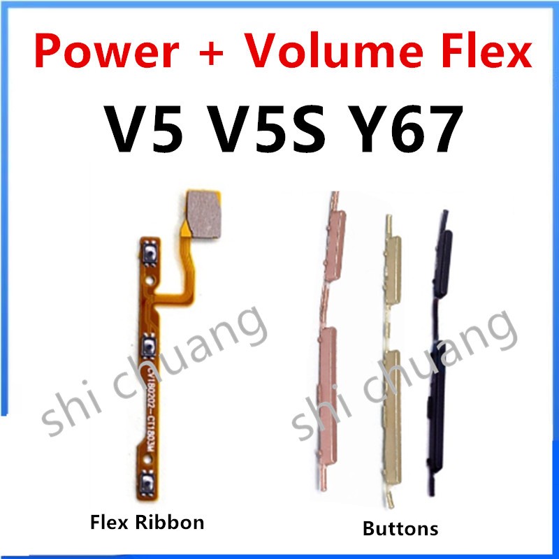 ปุ่มปรับระดับเสียงไฟ Flex สําหรับ VIVO V5 V5S Y67 บนปุ่มปิดด้านข้าง ...