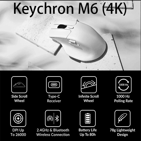 Keychron M6 Wireless Optical Mouse 4K Polling Rate Version 2.4GHz ...