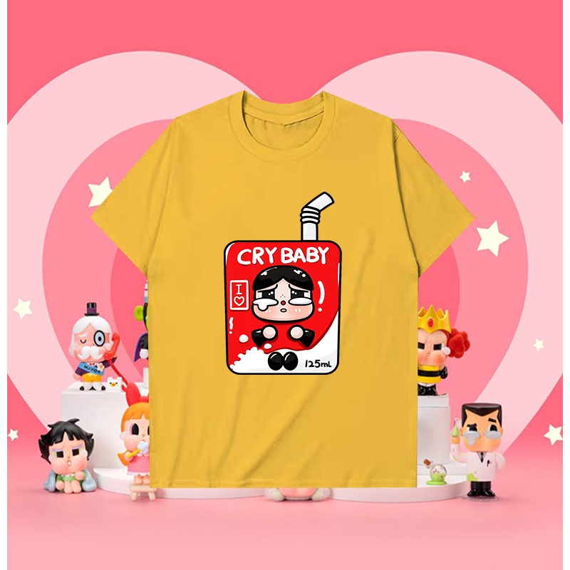 Crybaby x The Powerpuff GirlsยอดนิยมIp Pop Mart Crybaby เสื้อยืดผ้าฝ้าย ...