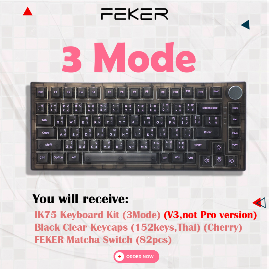 FEKER คีย์บอร์ด IK75 Pro Gasket Mechanical Keyboard Kit 75% 3 Mode RGB ...