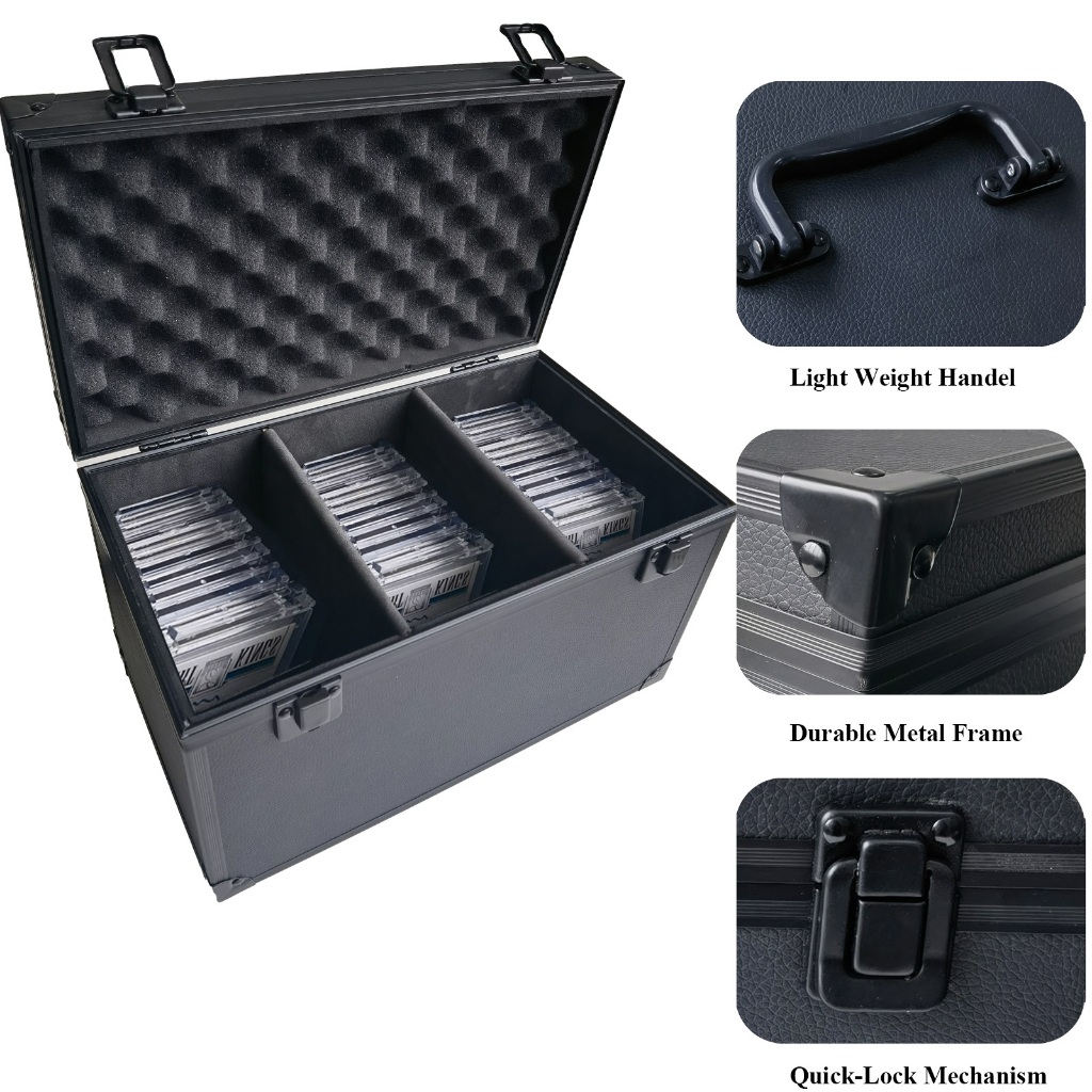 Premium Dustproof 3 แถว Black/Silver Aluminium Graded Card Case ...