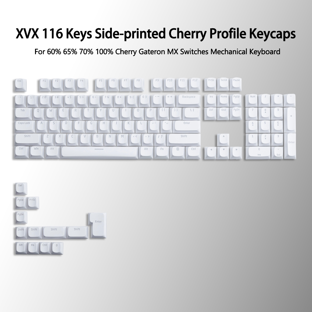 Xvx Pudding Key Cap High White Horizon PBT Key Cap Set (116 คีย์) เหมาะ ...