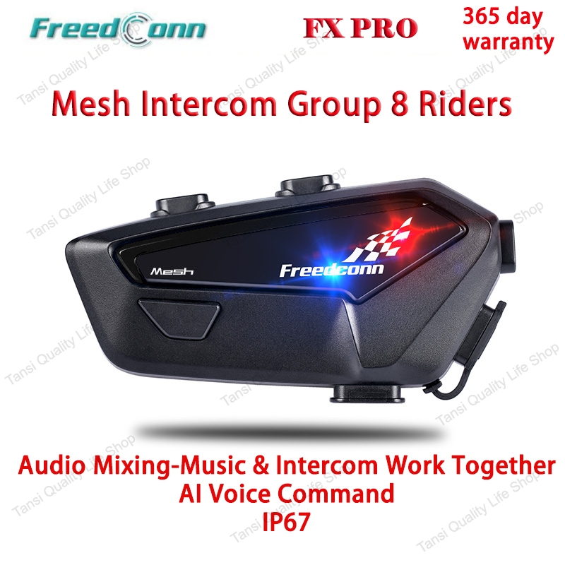 [ของแท้] Freedconn FX Pro Mesh Intercom Group 8 Riders AI Voice Command ...