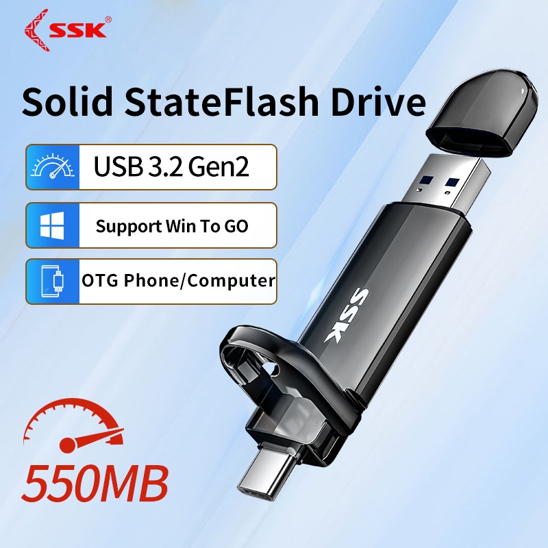 SSK 550MB/s แฟลชไดร์ฟ 1TB USB Flash Drive USB3.2 Gen2 OTG Type C Flash ...