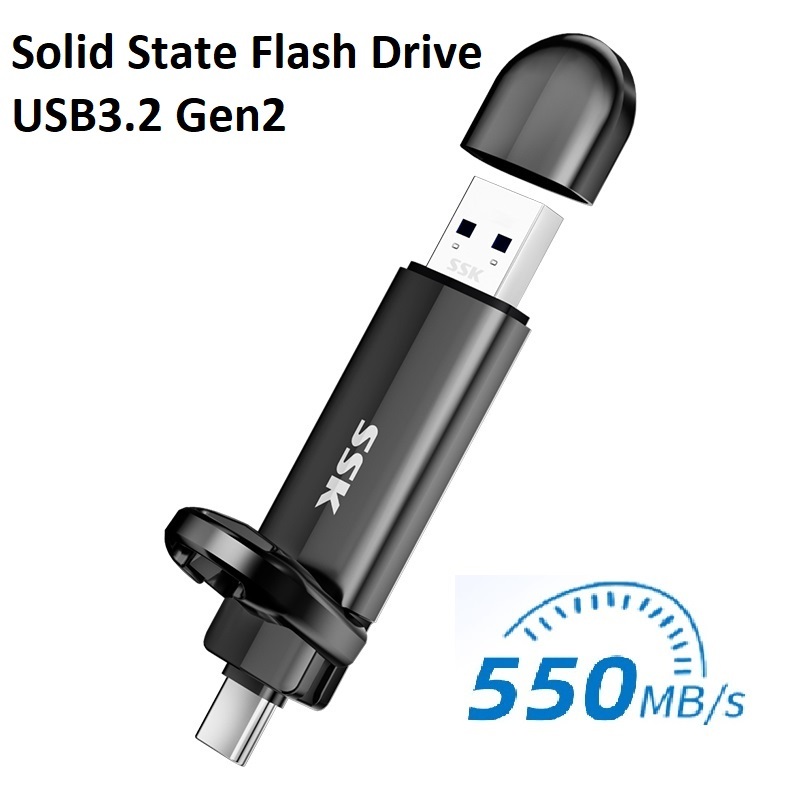 SSK 550MB/s แฟลชไดร์ฟ 1TB USB Flash Drive USB3.2 Gen2 OTG Type C Flash ...