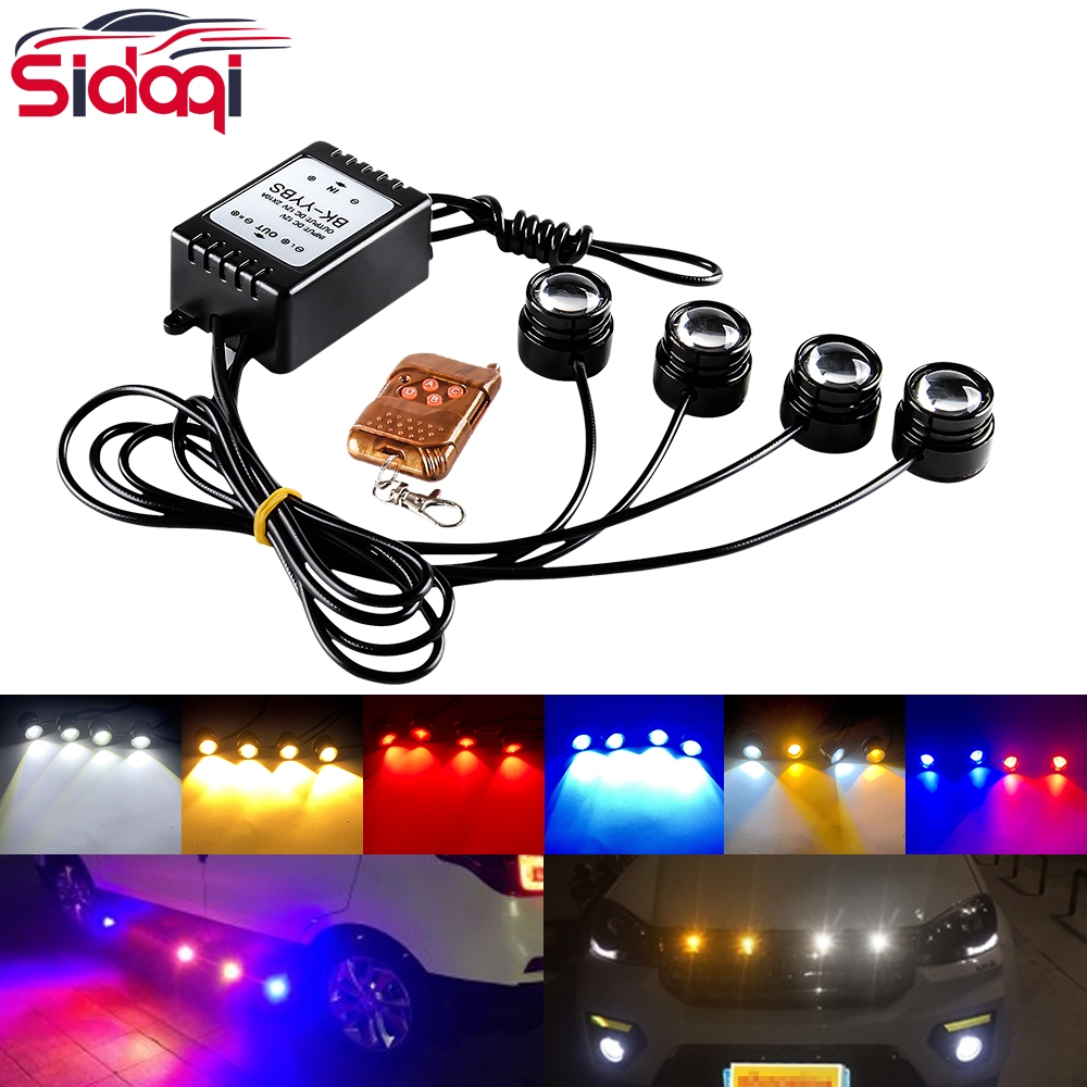 1 ชุด 4x1.5w LED Eagle Eye Strobe Flash Eagle Eye LED Cat Eye รถรีโมท ...