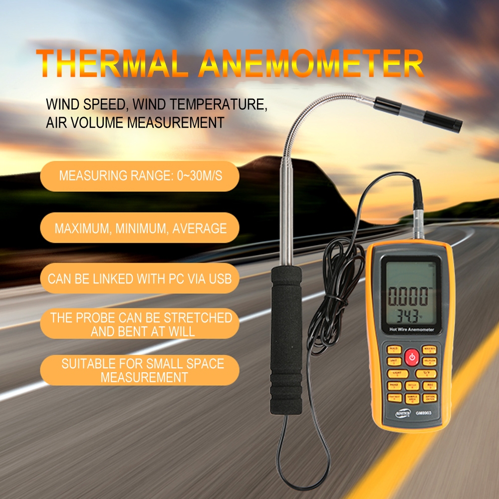 GM8903 BENETECH เครื่องวัดความเร็วลม (เบเนเทค) HOT WIRE ANEMOMETER ...
