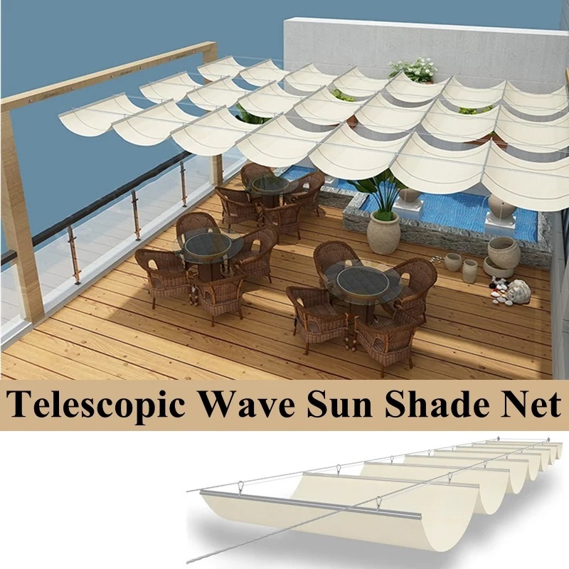 2m กว ้ าง Telescopic Wave ม ่ านบังแดดสุทธิ HDPE Anti-UV แรเงาสุทธิบ ้ ...