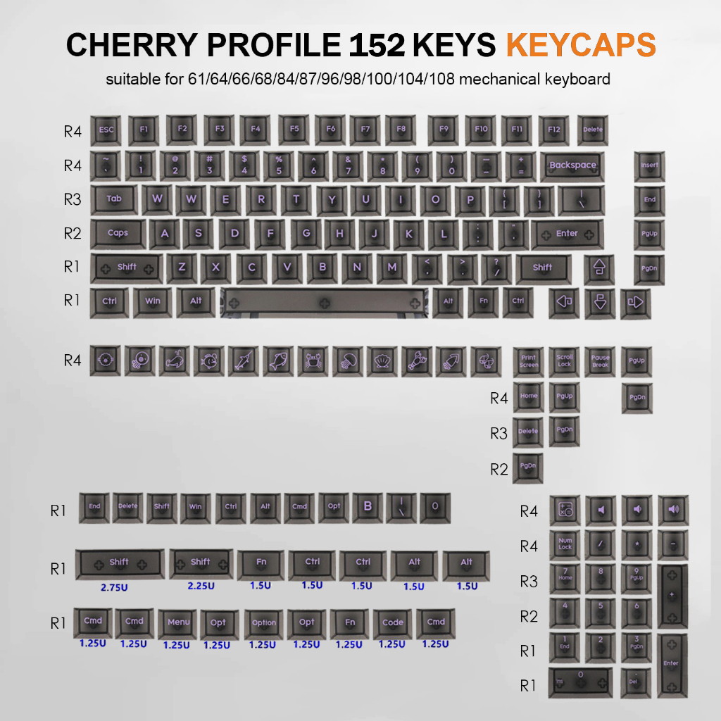 Keycap ใส ภาษาไทย 155 Keys NSA Profile Transparent Keycaps PC Material ...