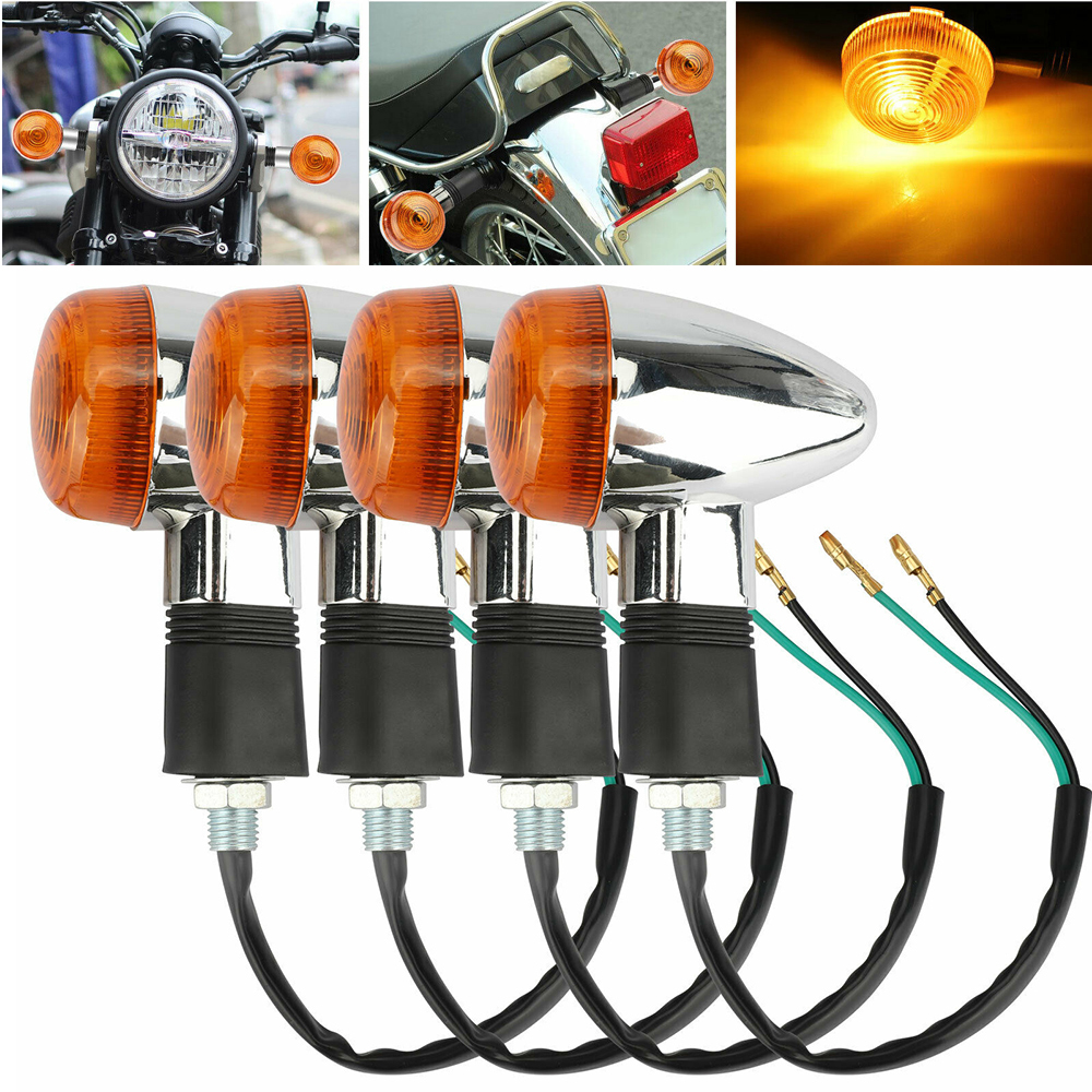 ไฟเลี้ยวสากล Chrome Bullet ไฟท้ายด้านหน้าสําหรับ Harley Honda Suzuki ...