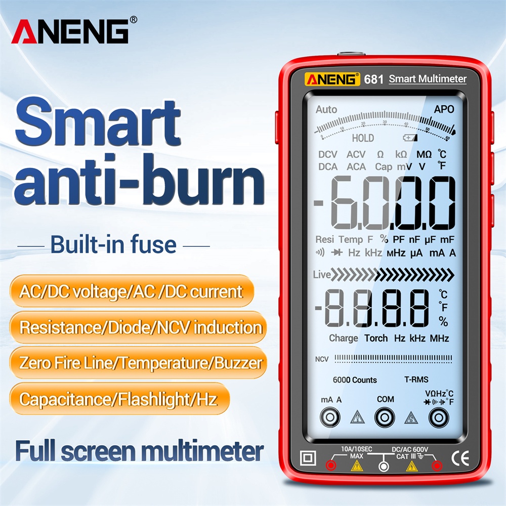 Aneng 681 Non-contact ชาร ์ จ VA Reverse Display Multimeter Auto Range ...