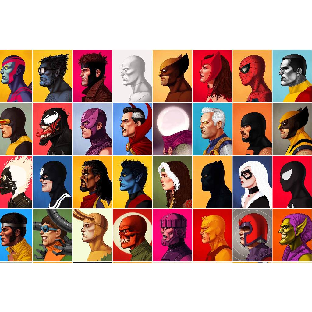 โปสเตอร์ Marvel "Heros head icon" อะนิเมะผ้าใบพิมพ์ wall art | Shopee ...