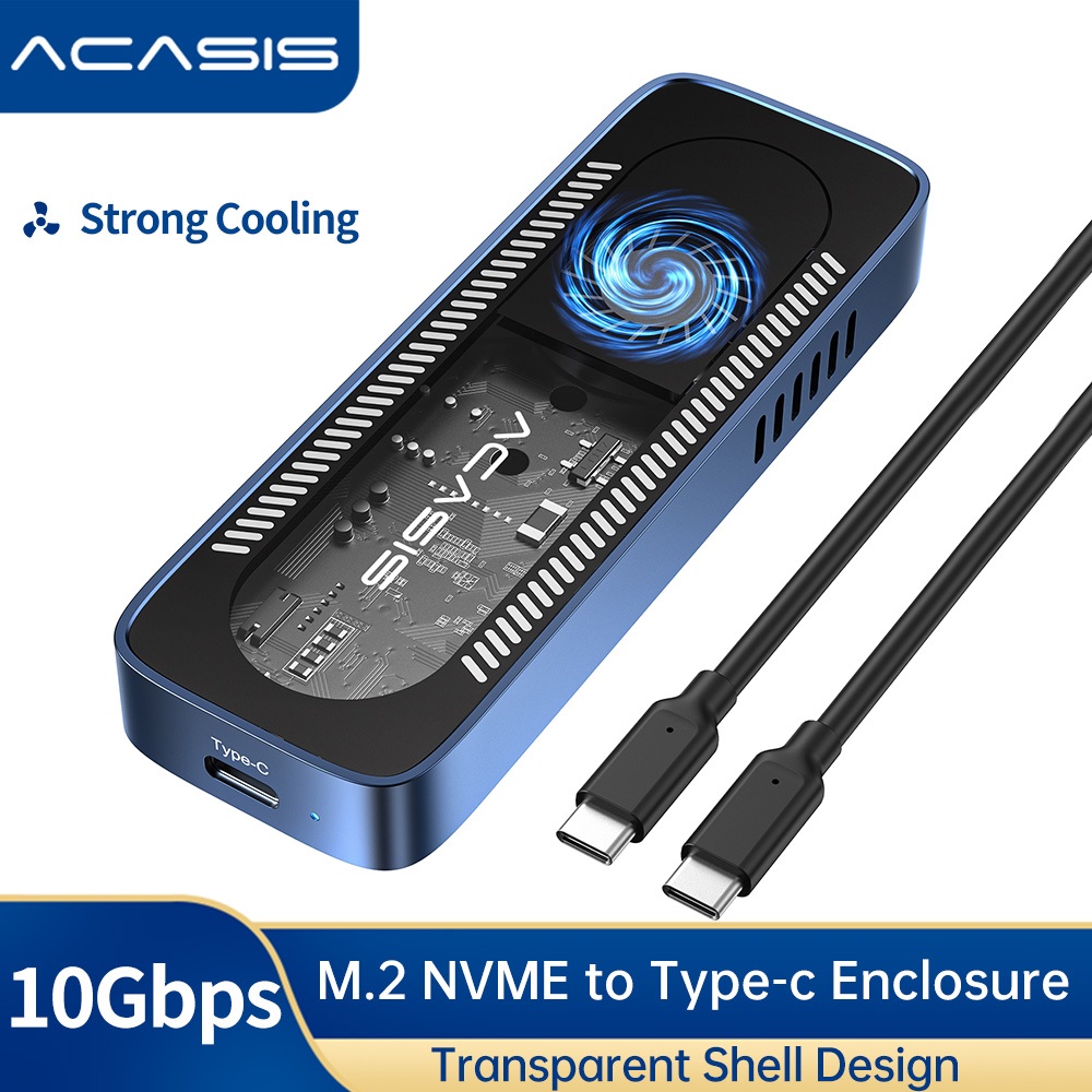 Acasis 10Gpbs Transfer M.2 NVMe SSD Enclosure พัดลมระบายความร้อน,ใหม่ ...