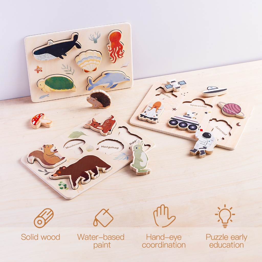 ปริศนาการ์ตูนเด็ก 3D ไม้ Grasp Board เด็กทารกเด็กวัยหัดเดินก่อนวัยเรียน ...