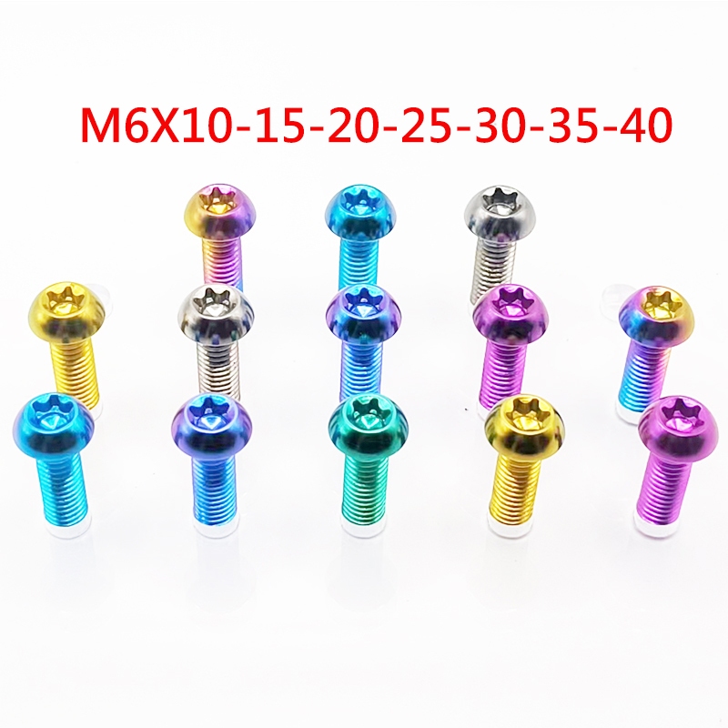 Gr5/tc4 รถจักรยานยนต ์ CNC Titanium Alloy M6 10-15-20-25-30-35-40 ปุ ่ มหัว Bolt Body สกรู ...