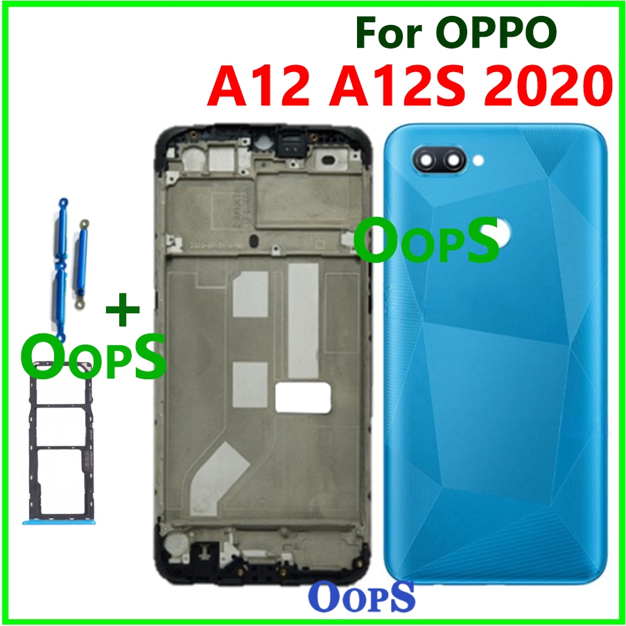 Lcd ด้านหน้ากลาง FRAME ด้านหลังสําหรับ OPPO A12 A12S 2020 ฝาครอบ ...
