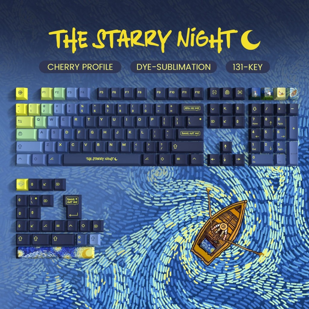 Womier The Starry Night Cherry Profile 131-Key Dye Sublimation PBT Keycap Custom DIY สําหรับ ...
