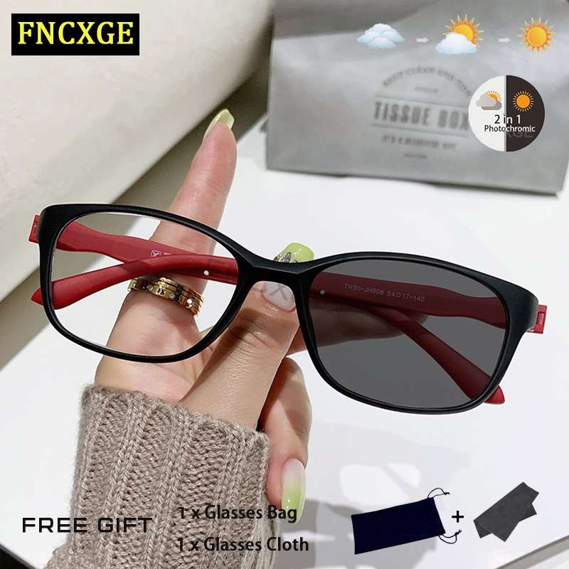 Fncxge โฟโตโครมิกอ่านเลนส์เกรด + 100 ~ + 400 Unisex Retro คอมพิวเตอร์ป้องกันรังสีแว่นตาผู้หญิง ...