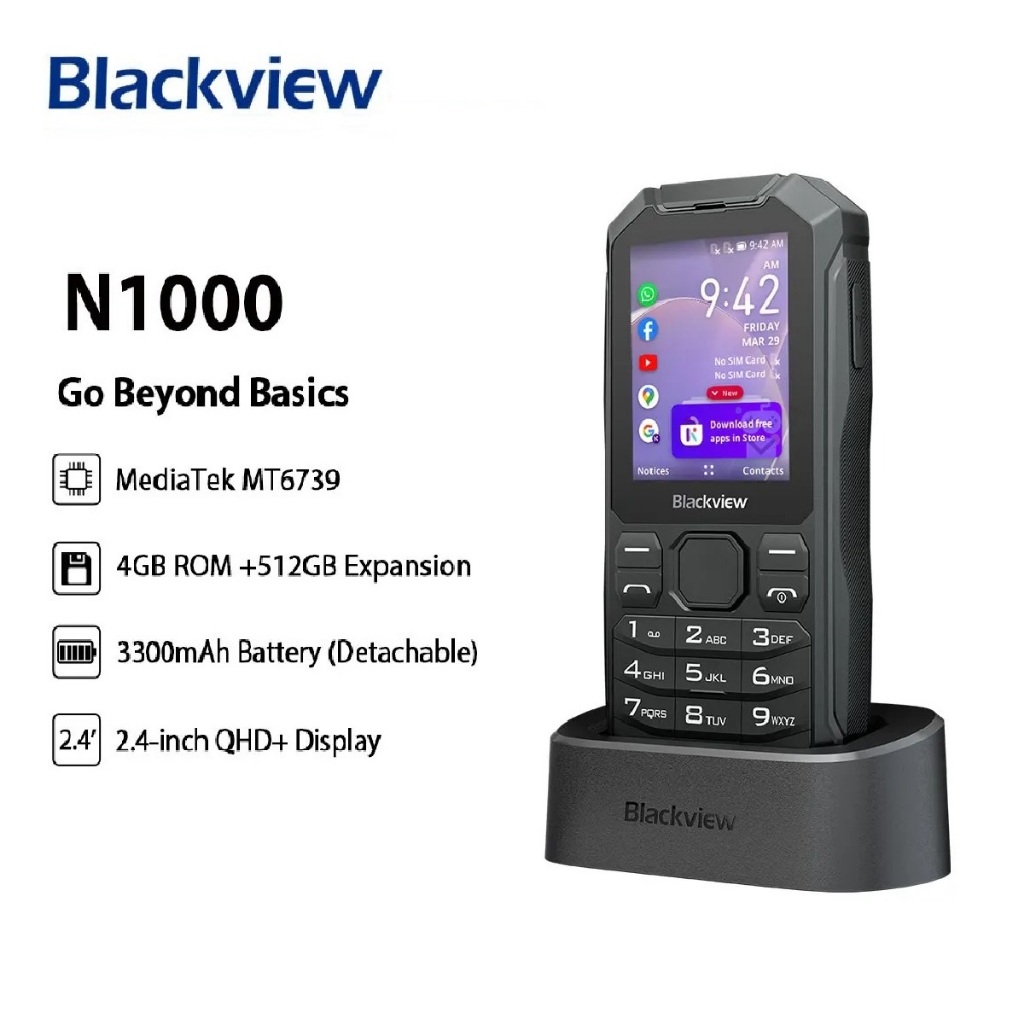 Blackview N1000 สมาร์ทโฟนที่ทนทาน, MediaTek MT6739 2.4 นิ้วจอแสดงผล ...