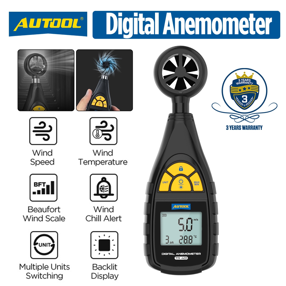 Autool TR401 เครื ่ องวัดความเร ็ วลมแบบดิจิตอลมือถือ Air Flow Meter เ ...