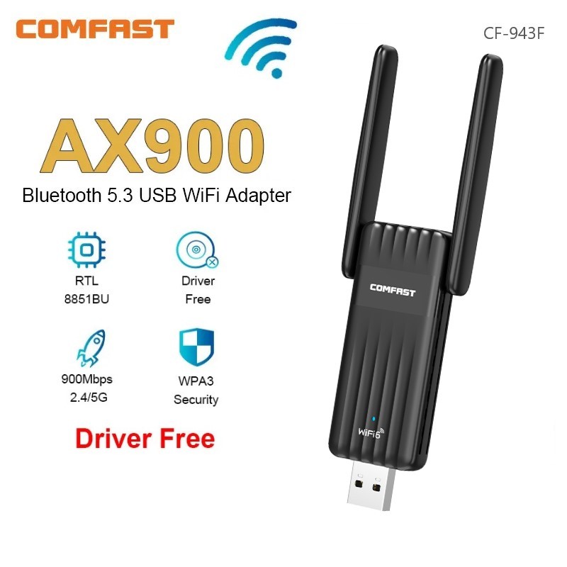 Comfast AX900 USB WiFi6 อะแดปเตอร์บลูทูธ 2.4G & 5GHz 900Mbps WiFi ...