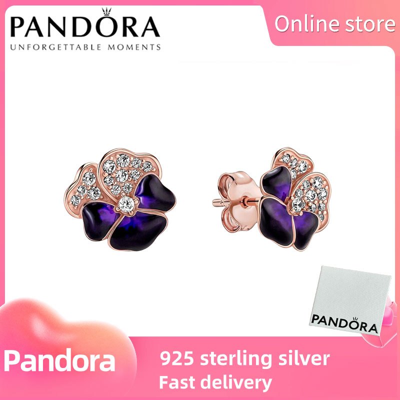 100% ของแท้ เงินสเตอร์ลิง S925 PANDORA [ 280781 C01] ต่างหูดอกไม้ดอกพัน ...