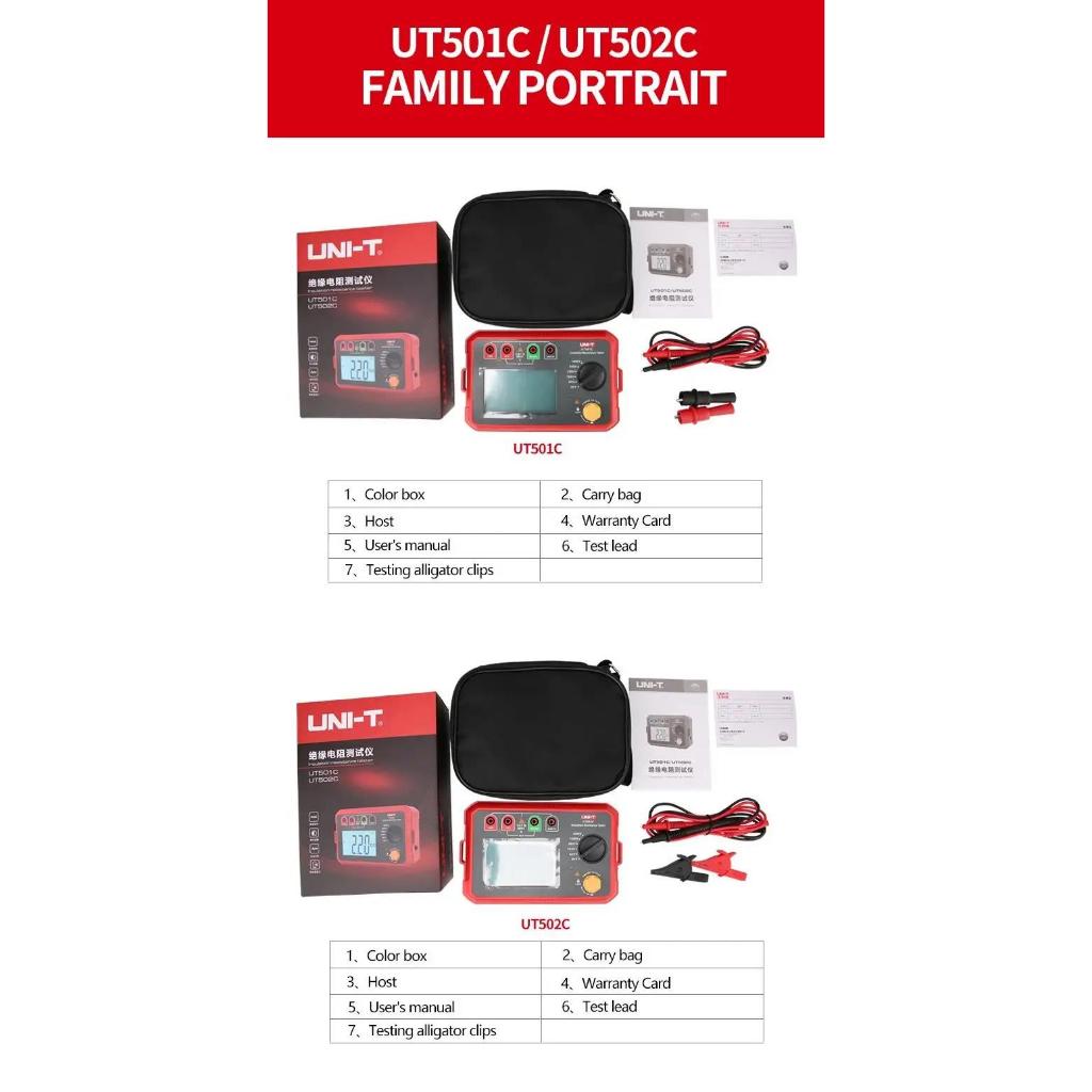 UNI-T UT502C Digital Megohmmeter 2500V เครื่องทดสอบความต้านทานฉนวน 20GΩ ...