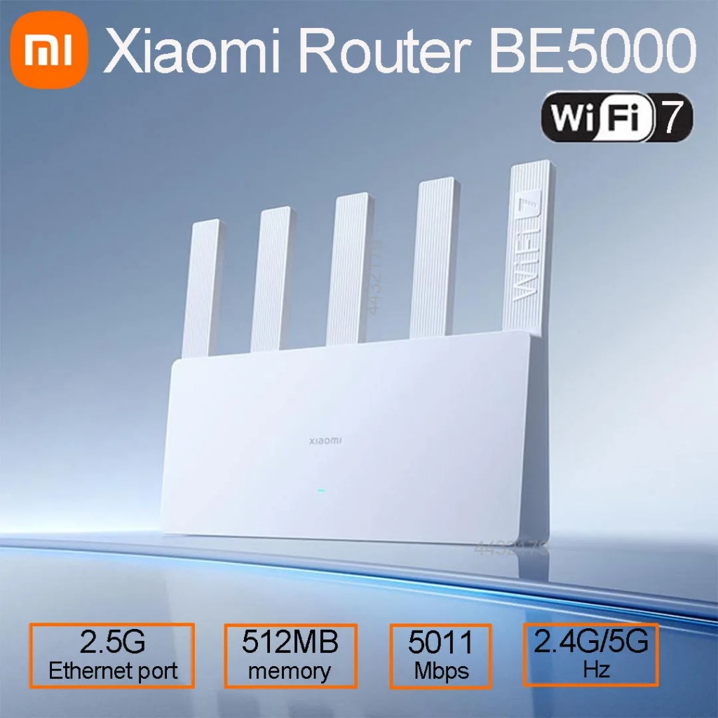 เราเตอร์ Xiaomi BE5000 WiFi 7 5011Mbps พอร์ตเครือข่าย 2.5G หน่วยความจํา ...